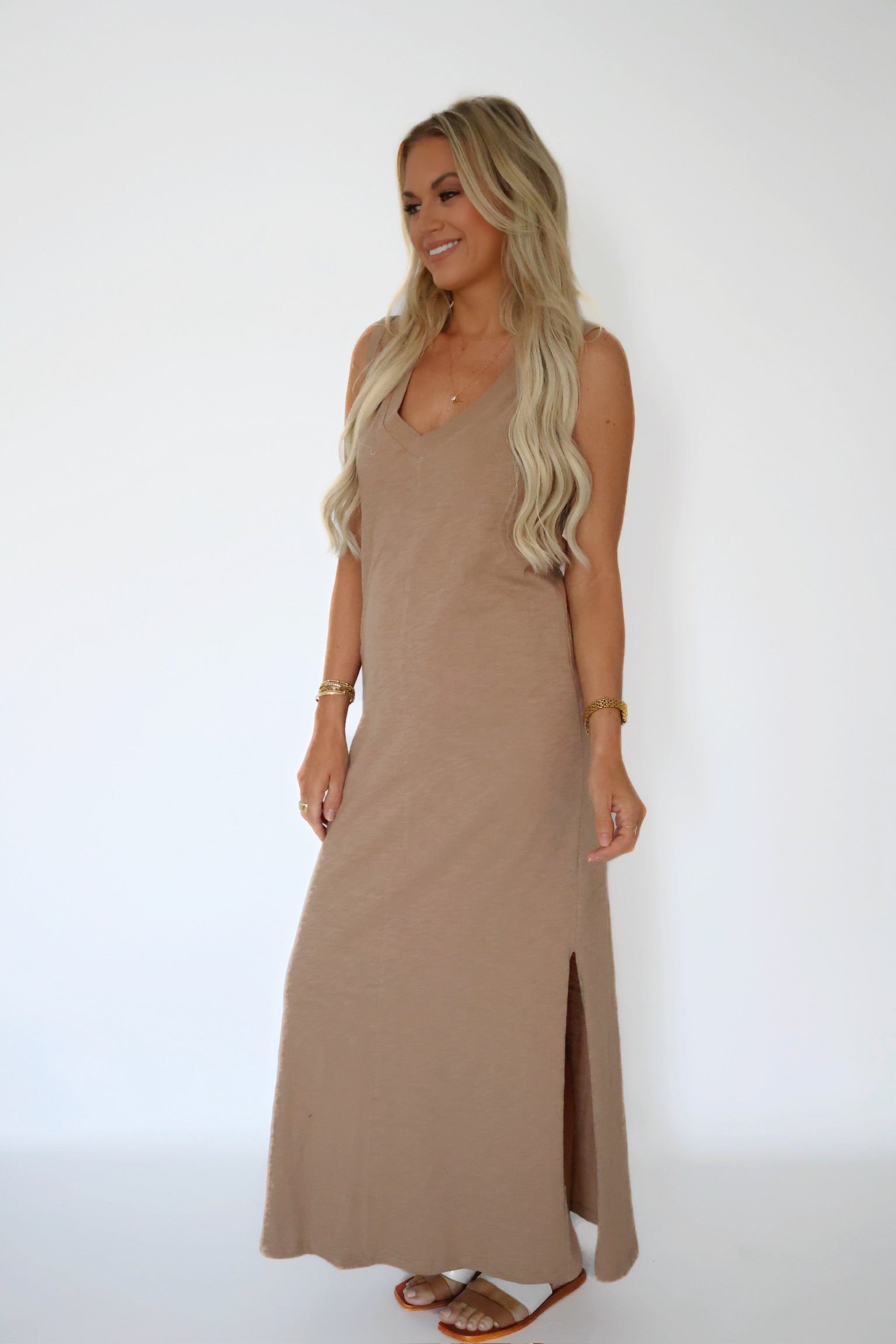 Palisades Midi Dress - Iced Coffee – Bella Ragazza Boutique